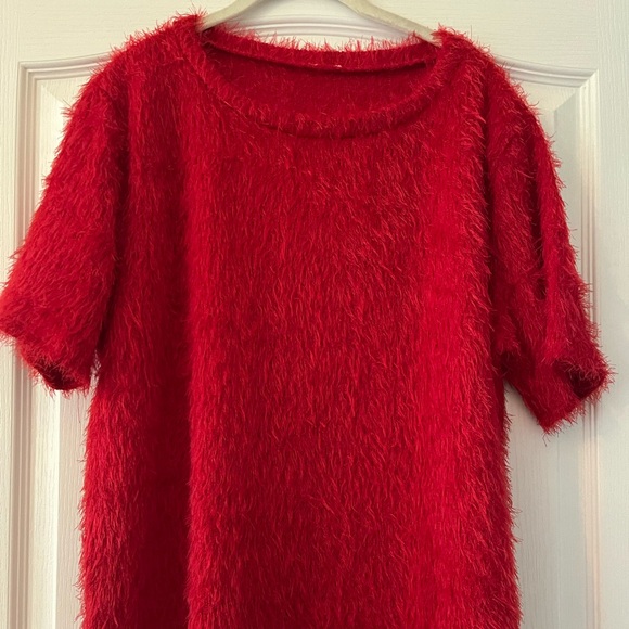 Tops | Fuzzy Red Top | Poshmark